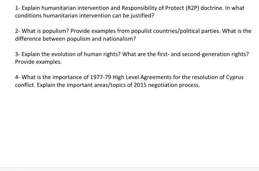 1- Explain humanitarian intervention and | Chegg.com
