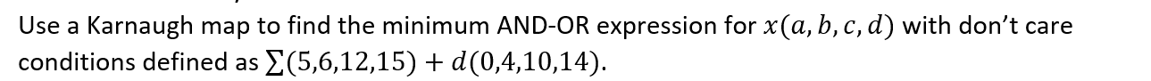 Solved Use a Karnaugh map to find the minimum AND-OR | Chegg.com