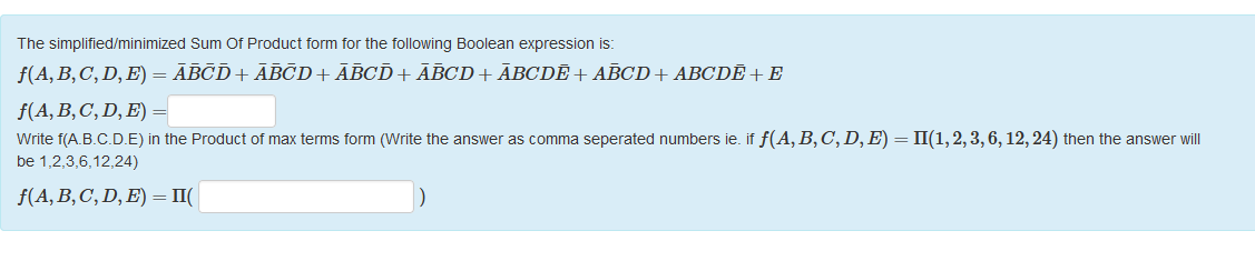 Solved The simplified/minimized Sum Of Product form for the | Chegg.com