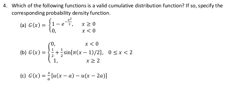 Solved 4. Which of the following functions is a valid | Chegg.com