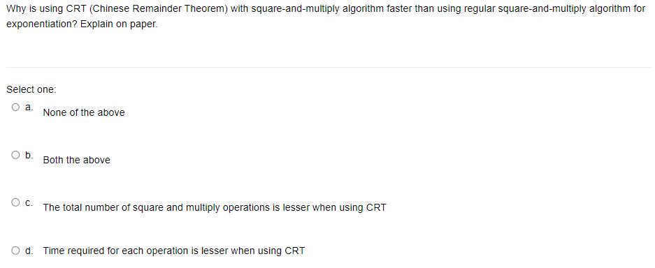 Why is using CRT (Chinese Remainder Theorem) with | Chegg.com