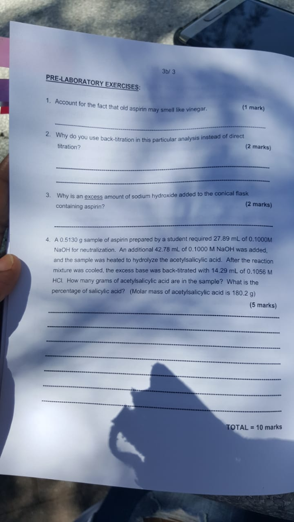 Solved 3b/ 3 PRE-LABORATORY EXERCISES 1. Account for the | Chegg.com