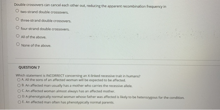 Solved Double crossovers can cancel each other out, reducing | Chegg.com