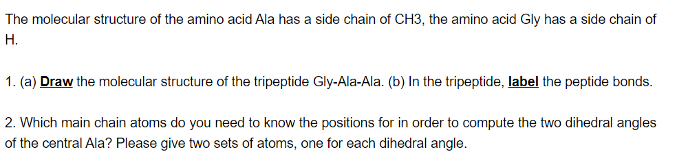 Solved The molecular structure of the amino acid Ala has a | Chegg.com
