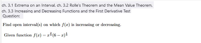 Solved ch. 3.1 Extrema on an Interval, ch. 3.2 Rolle's | Chegg.com