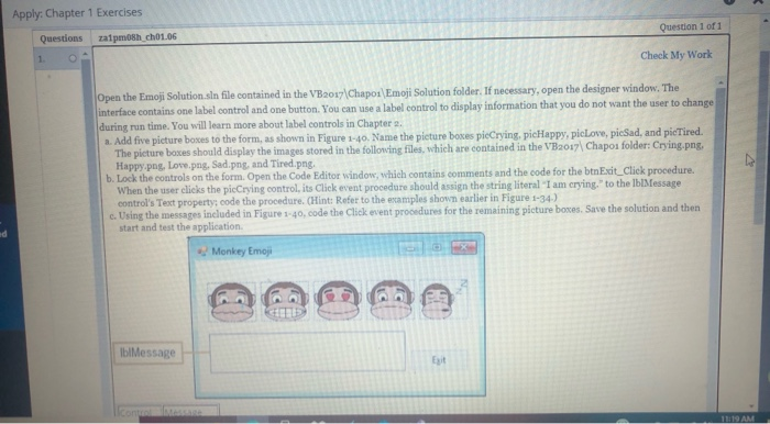 Solved Open the Emoji Solution.sln file contained in | Chegg.com