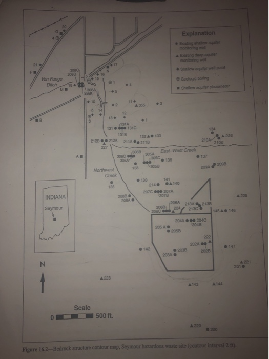 PROCEDURES Structure Contour Map of Bedrock 1. Make a | Chegg.com