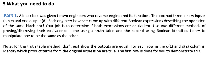 Solved 3 What you need to do Part 1. A black box was given | Chegg.com