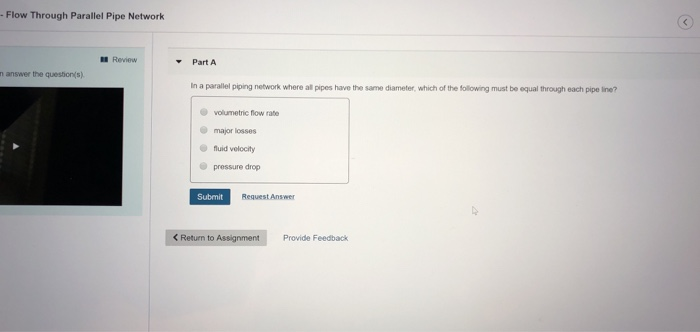 Solved Flow Through Parallel Pipe Network Review Part A n | Chegg.com