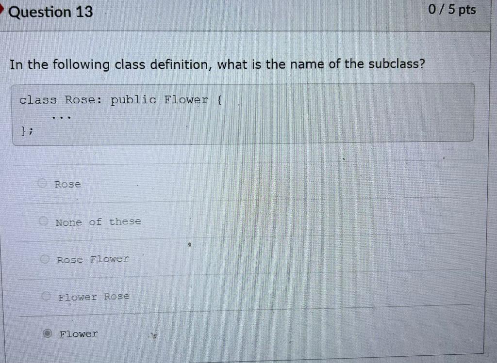 Solved In the following class definition, what is the name | Chegg.com