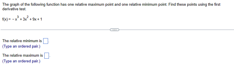 Solved The graph of the following function has one relative | Chegg.com