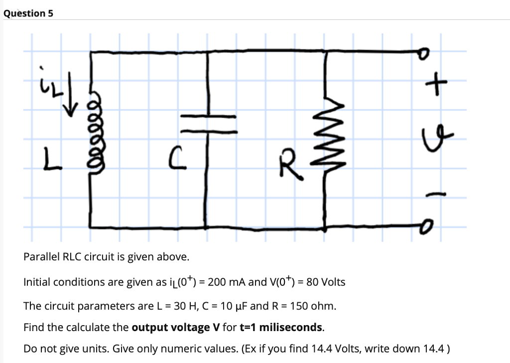 Solved Parallel RLC circuit is given above. Initial | Chegg.com