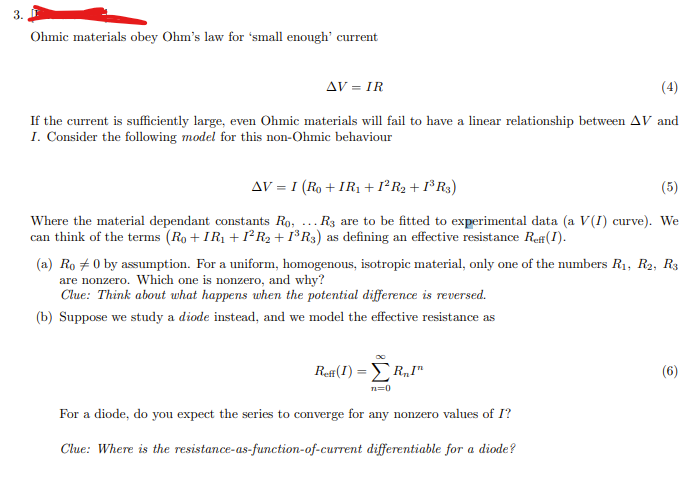 Solved Ohmic materials obey Ohm's law for 'small enough' | Chegg.com