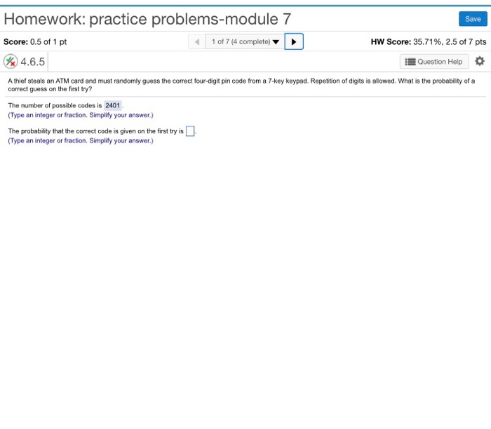 Solved Homework Practice Problems Module 7 Save Score 0 5