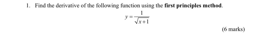 Solved 1. Find the derivative of the following function | Chegg.com
