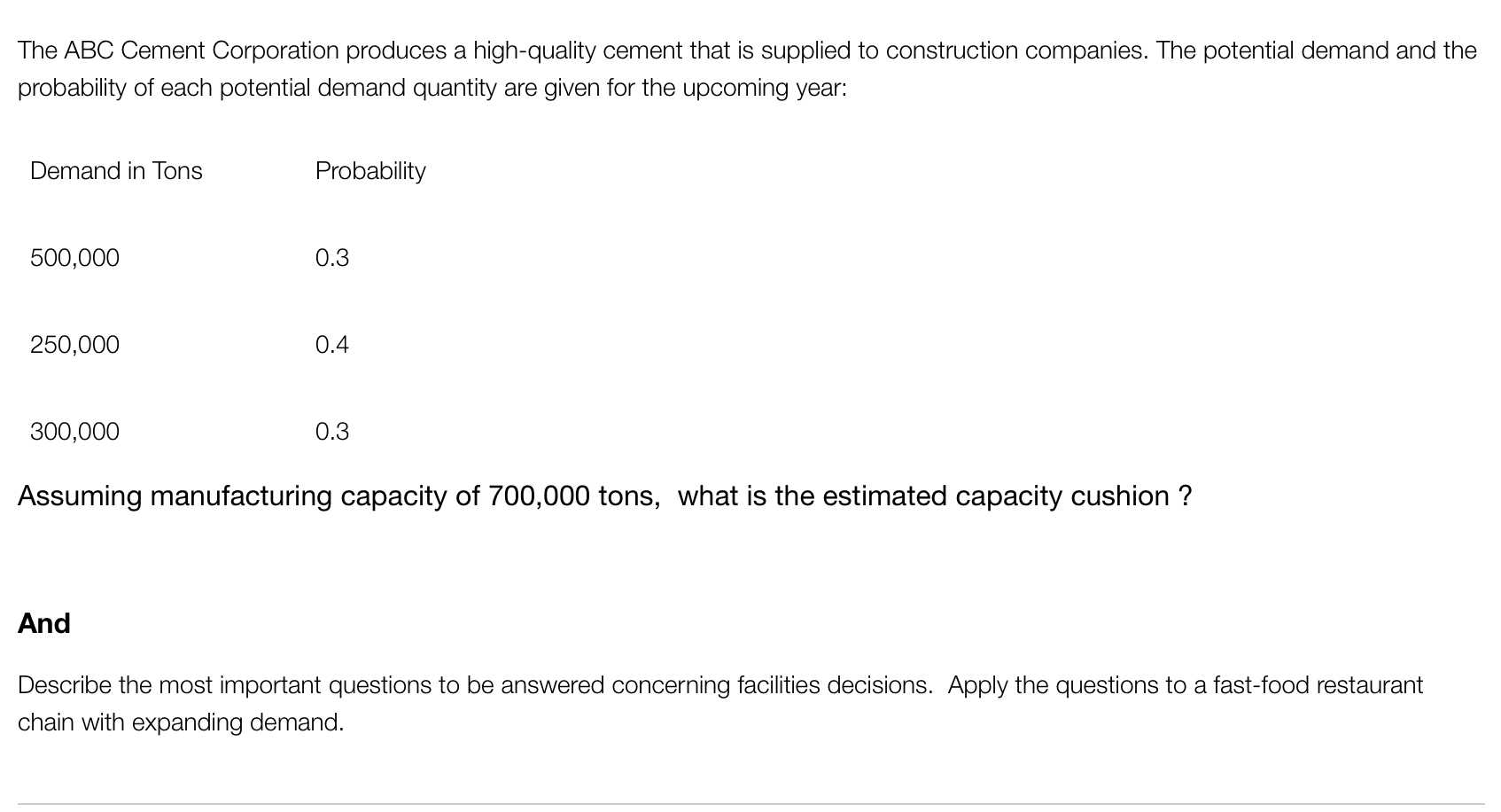 Solved The ABC Cement Corporation produces a high-quality | Chegg.com