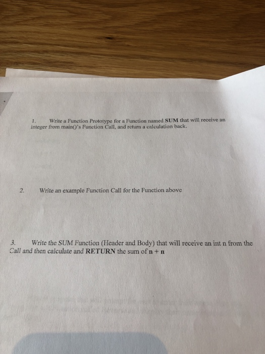 Solved 1. Write a Function Prototype for a Function named | Chegg.com