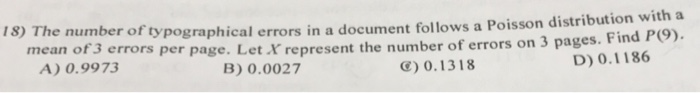 Solved The number of typographical errors in a document | Chegg.com
