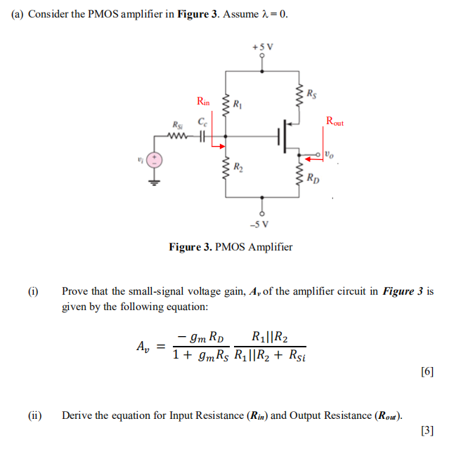 Solved (a) Consider the PMOS amplifier in Figure 3. Assume 2 | Chegg.com