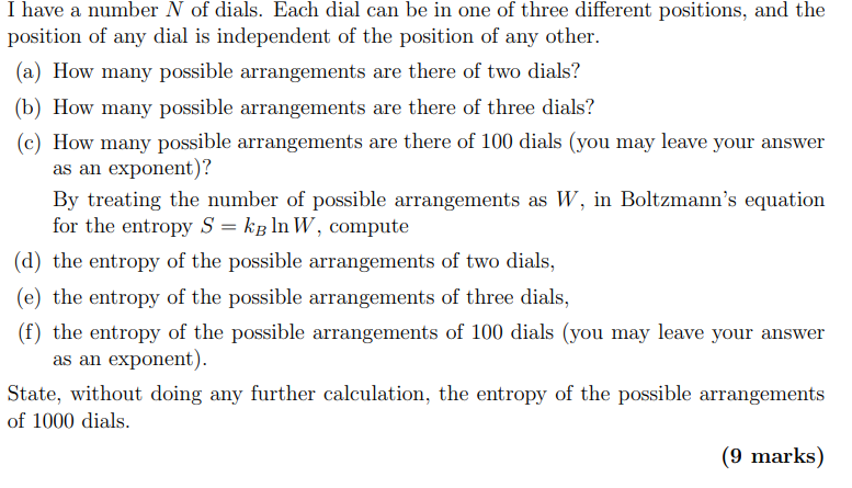 Solved I have a number \\( N \\) of dials. Each dial can be | Chegg.com