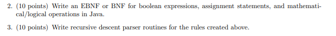 2. (10 points) Write an EBNF or BNF for boolean | Chegg.com