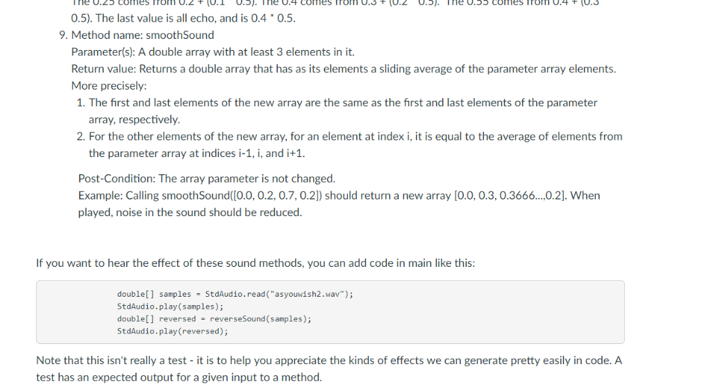 Post-Condition: The array parameter is not changed. | Chegg.com