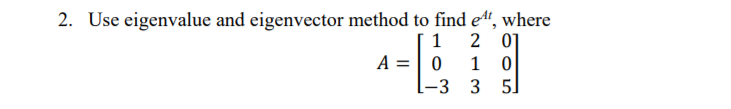Solved 2. Use eigenvalue and eigenvector method to find eft, | Chegg.com