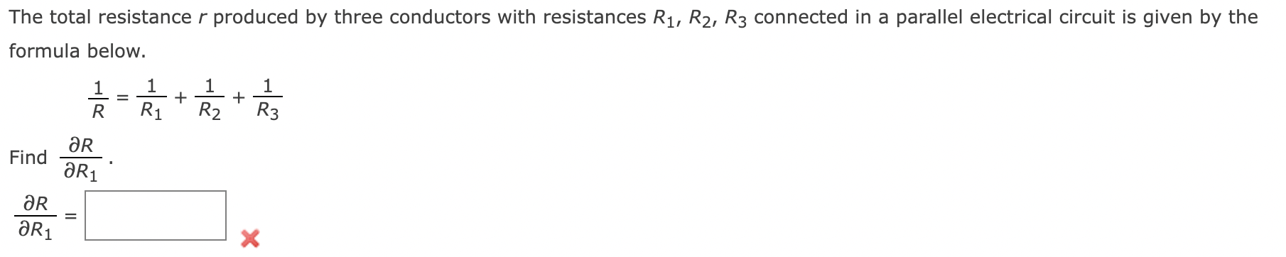 Solved The total resistance r produced by three conductors | Chegg.com