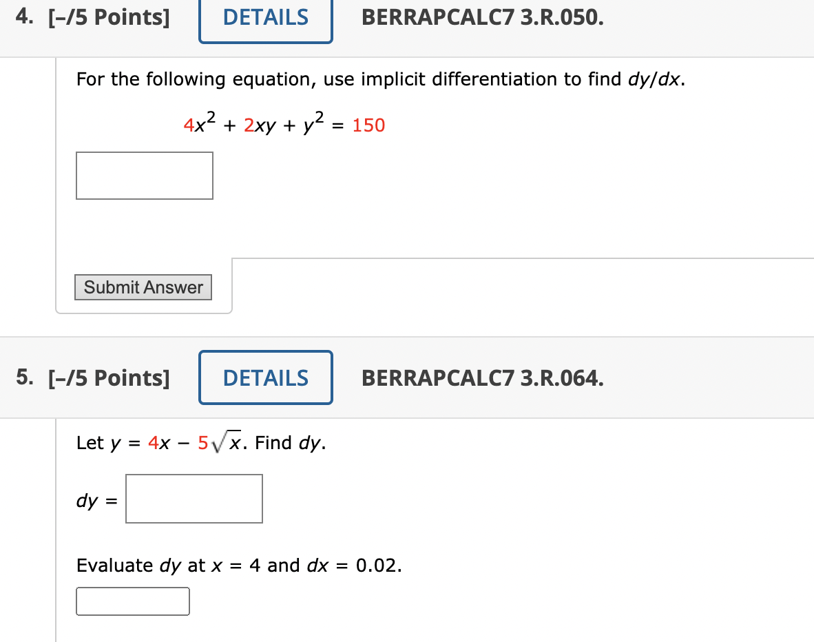 Solved For the following equation, use implicit | Chegg.com