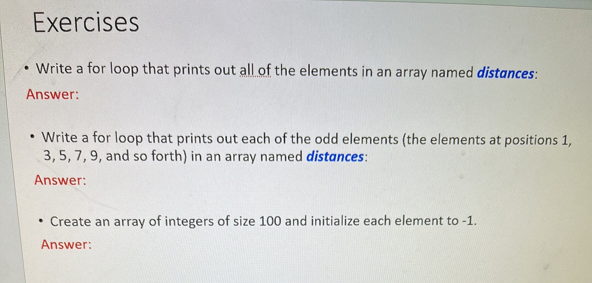 Solved - Write a for loop that prints out all of the | Chegg.com