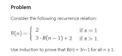 Consider the following recurrence relation: | Chegg.com