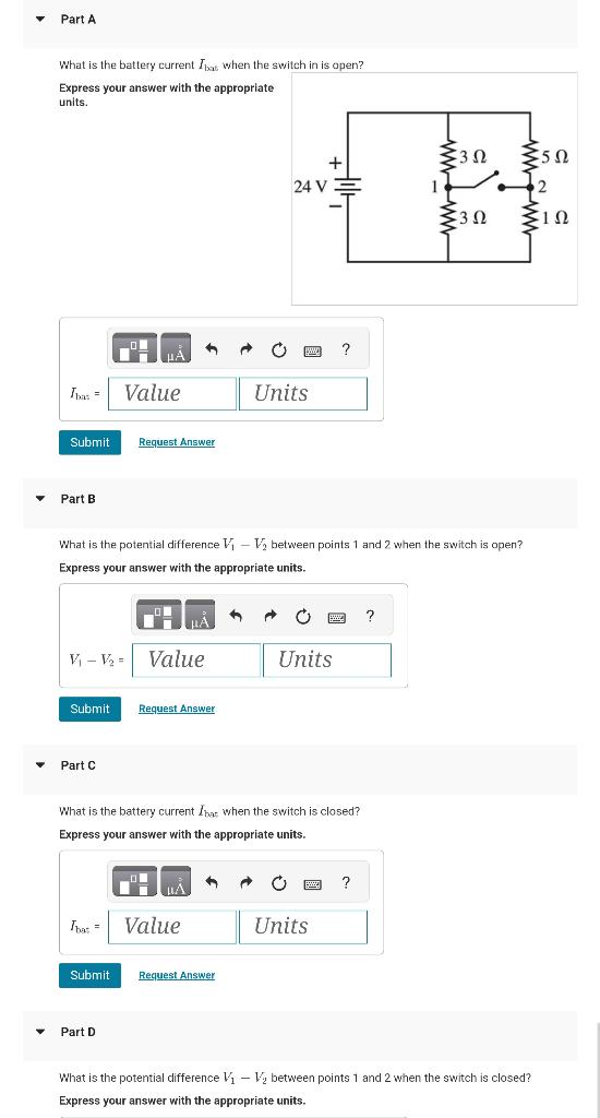 Solved What is the battery current Ibat when the switch in | Chegg.com