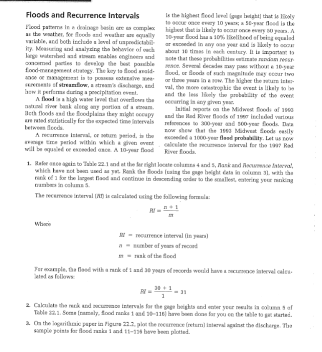 Solved Lab Exercise 22: Recurrence intervals for Natural | Chegg.com