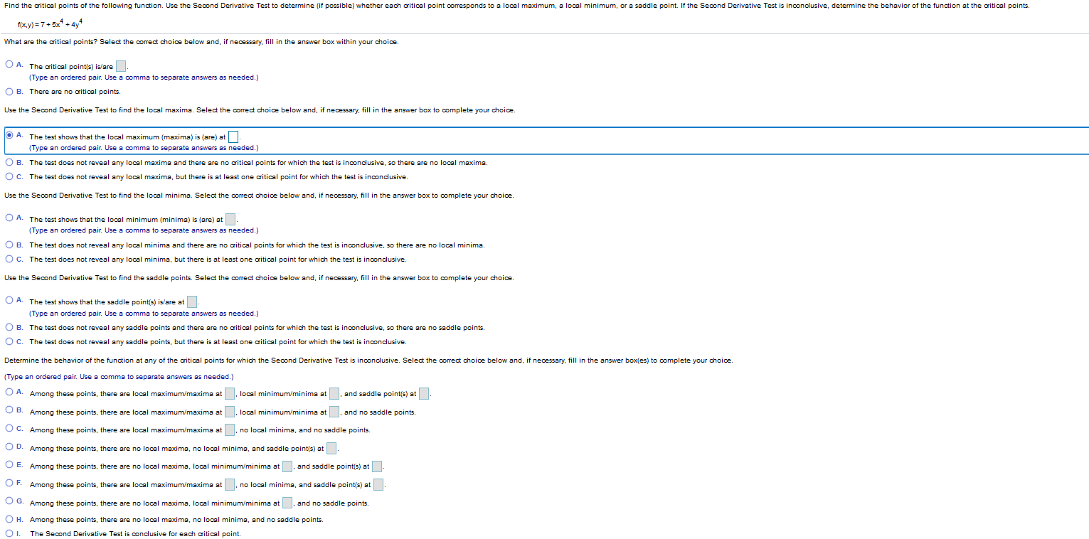 Solved Find the critical points of the following function. | Chegg.com