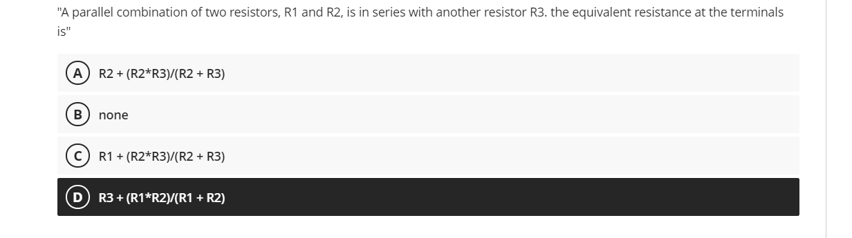 Solved "A parallel combination of two resistors, R1 and R2, | Chegg.com