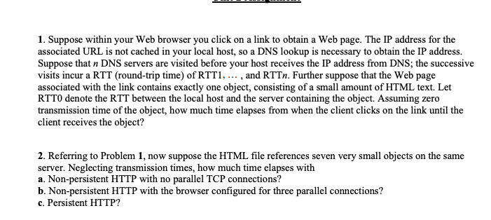 Solved 1. Suppose within your web browser you click on a | Chegg.com