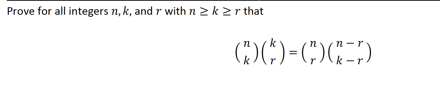 Solved Prove for all integers n, k, and r with n > k > r | Chegg.com