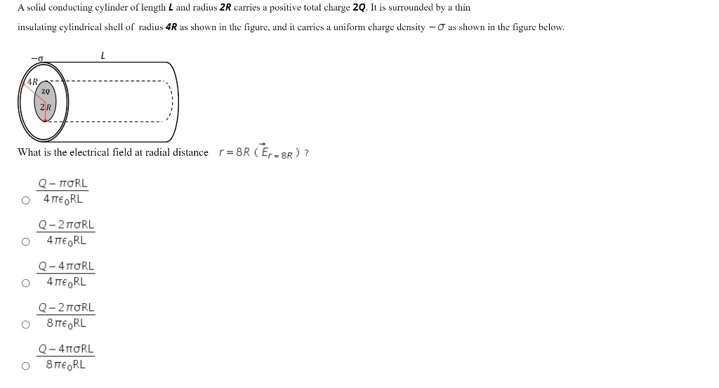 Solved A solid conducting cylinder of length L and radius 2R | Chegg.com