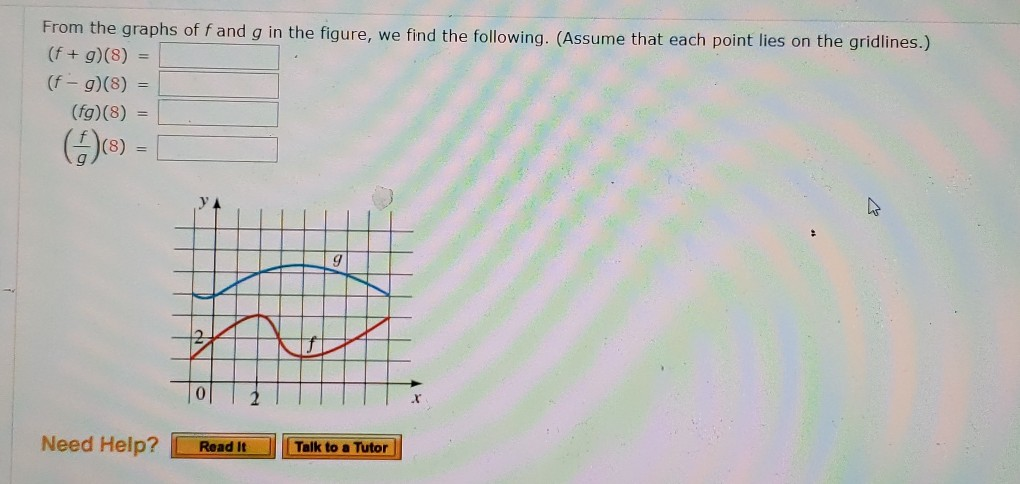 Solved From the graphs of f and g in the figure, we find the | Chegg.com