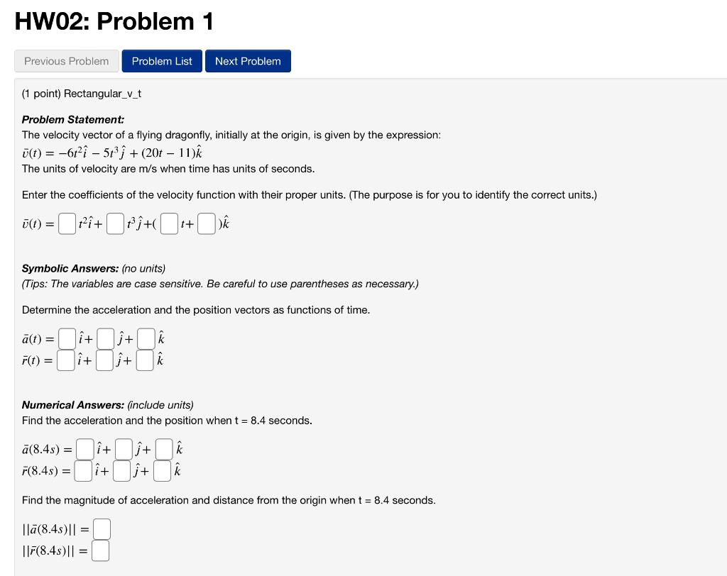 Solved Hw02 Problem 1 Previous Problem Problem List Next 