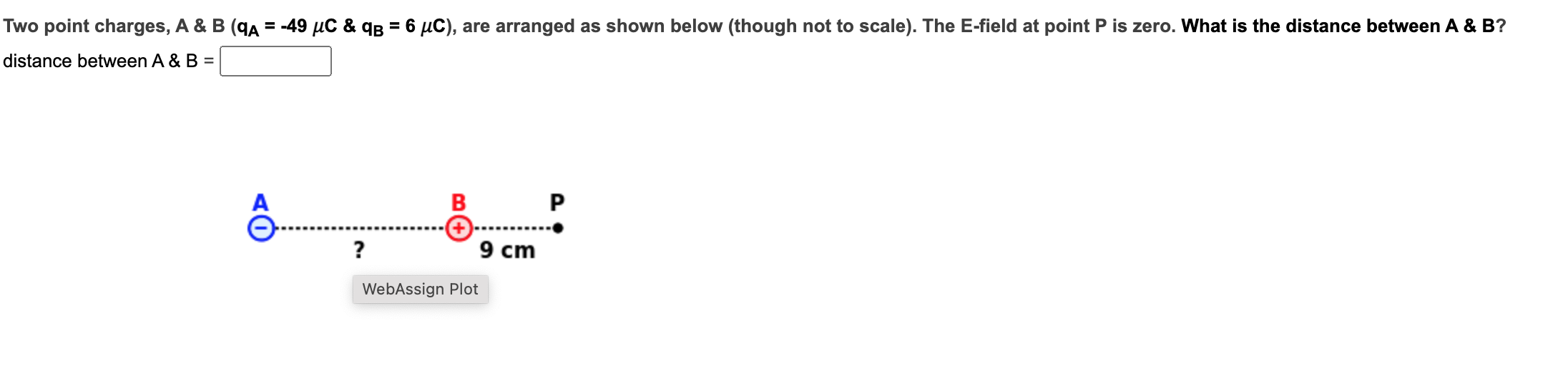 Solved Two point charges, A& B(qA=−49μC&qB=6μC), are | Chegg.com