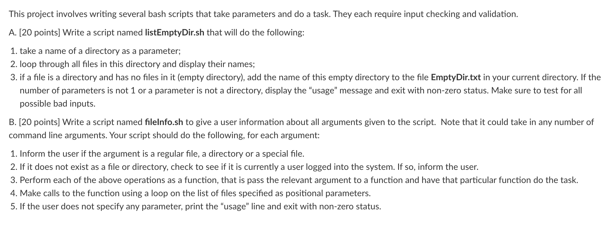 This project involves writing several bash scripts | Chegg.com