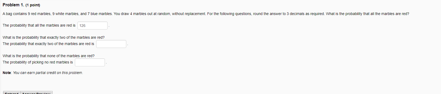 Solved The Probability That All The Marbles Are Red Is What Chegg