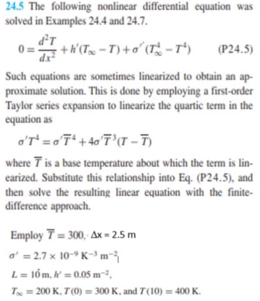 Solved 24.5 The following nonlinear differential equation | Chegg.com