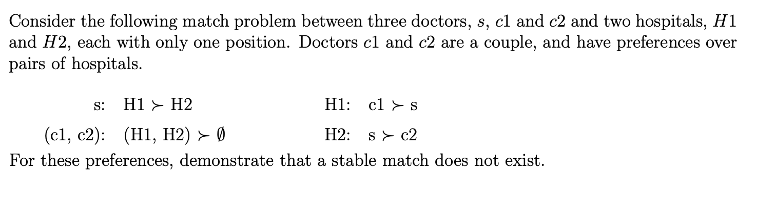 Solved Consider the following match problem between three | Chegg.com
