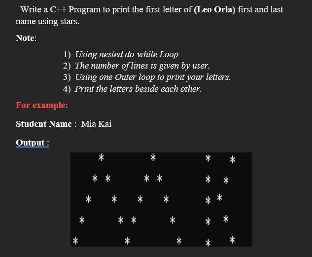 Solved Write A Ch Program To Print The First Letter Of Leo 1483