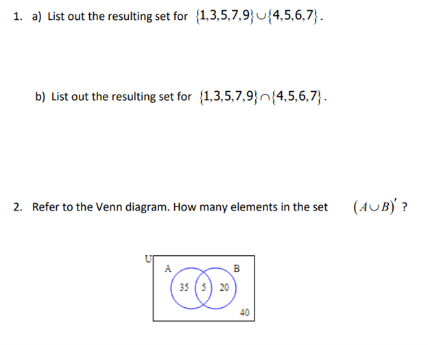 Solved 1. a) List out the resulting set for | Chegg.com