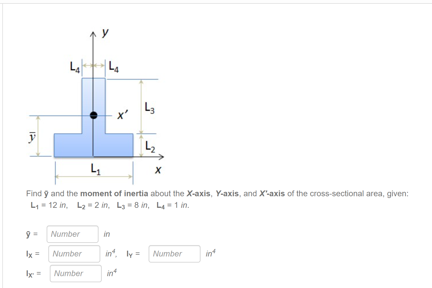 Solved Find ?bar (y) ﻿and the moment of inertia about the | Chegg.com