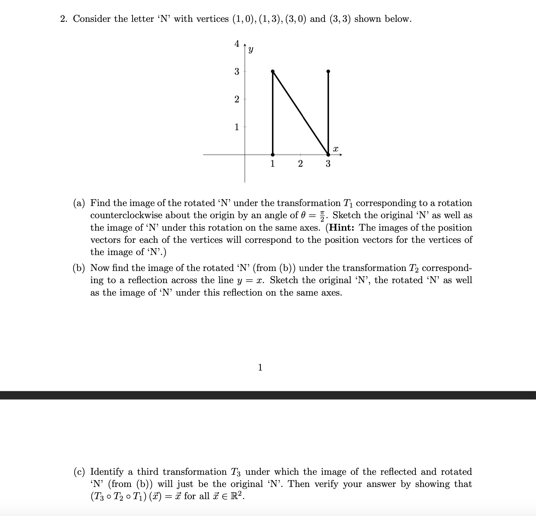 Solved 2. Consider the letter ' N ' with vertices | Chegg.com