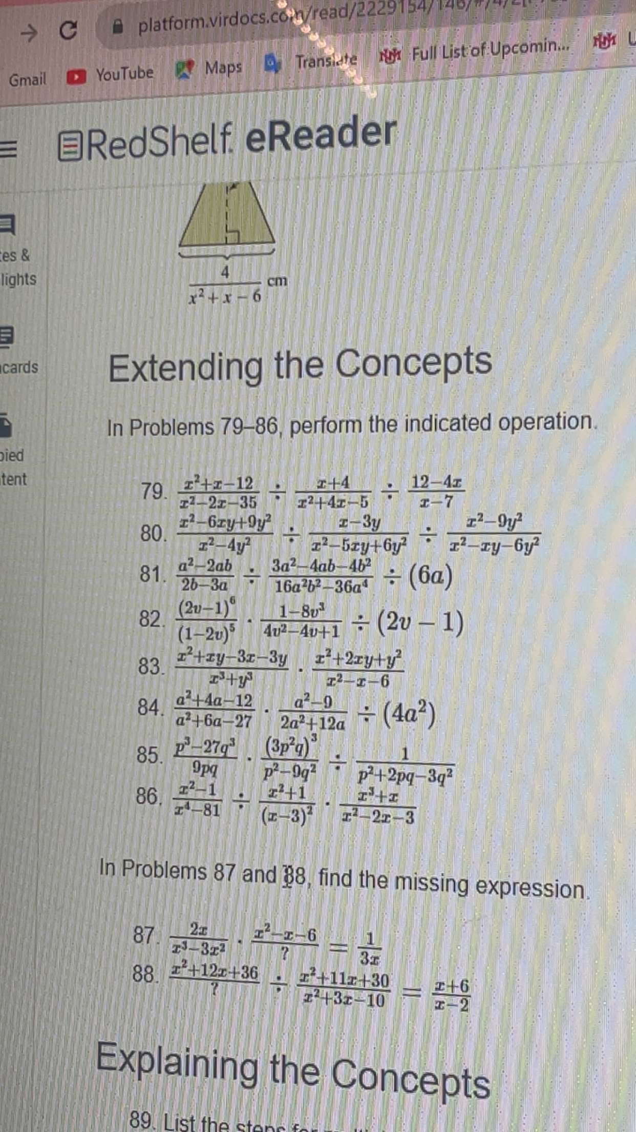 Solved Extending the Concepts In Problems 79-86, perform the | Chegg.com